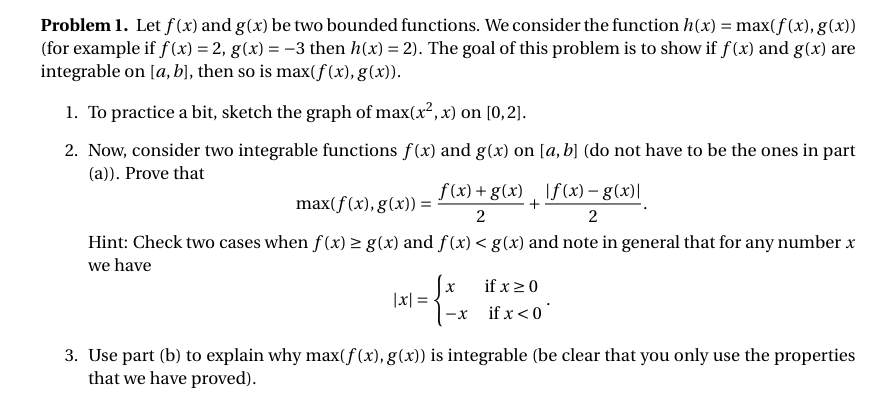 Solved Problem 1 Let F X And G X Be Two Bounded