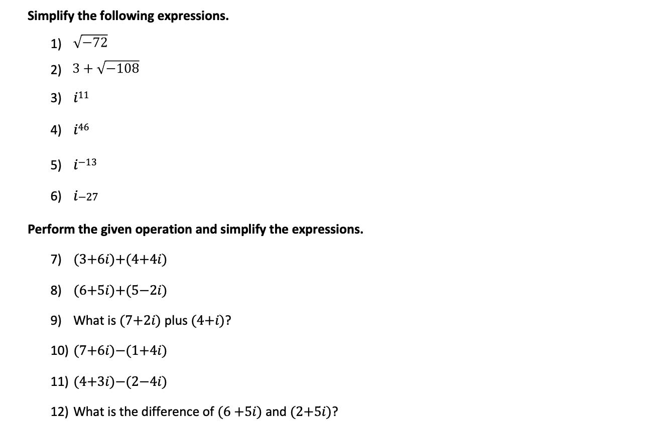 Solved Simplify the following expressions. 1) V-72 2) | Chegg.com