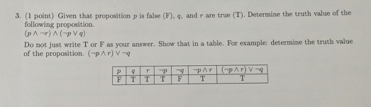 Solved (1 ﻿point) ﻿Given that proposition p ﻿is false | Chegg.com