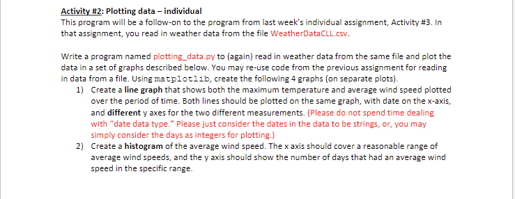 Solved Activity \#2: Plotting data - individual This program | Chegg.com Solved Activity \#2: Plotting data - individual This program | Chegg.com