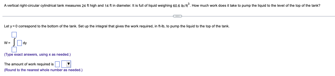 Solved A vertical right-circular cylindrical tank measures | Chegg.com