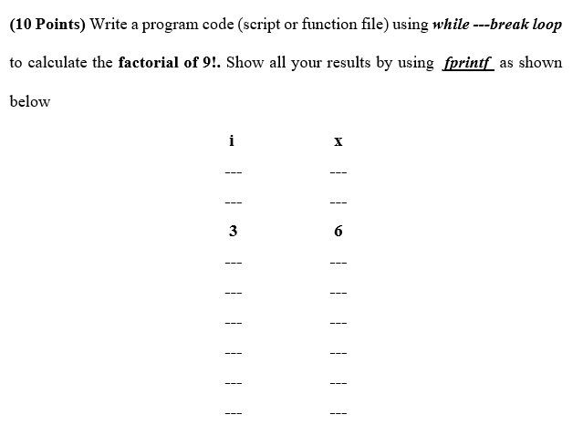 Solved 10 Points Write A Program Code Script Or Function 0966