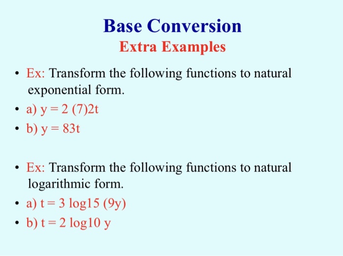 Solved Base Conversion xtra Examples Ex: Transform the | Chegg.com