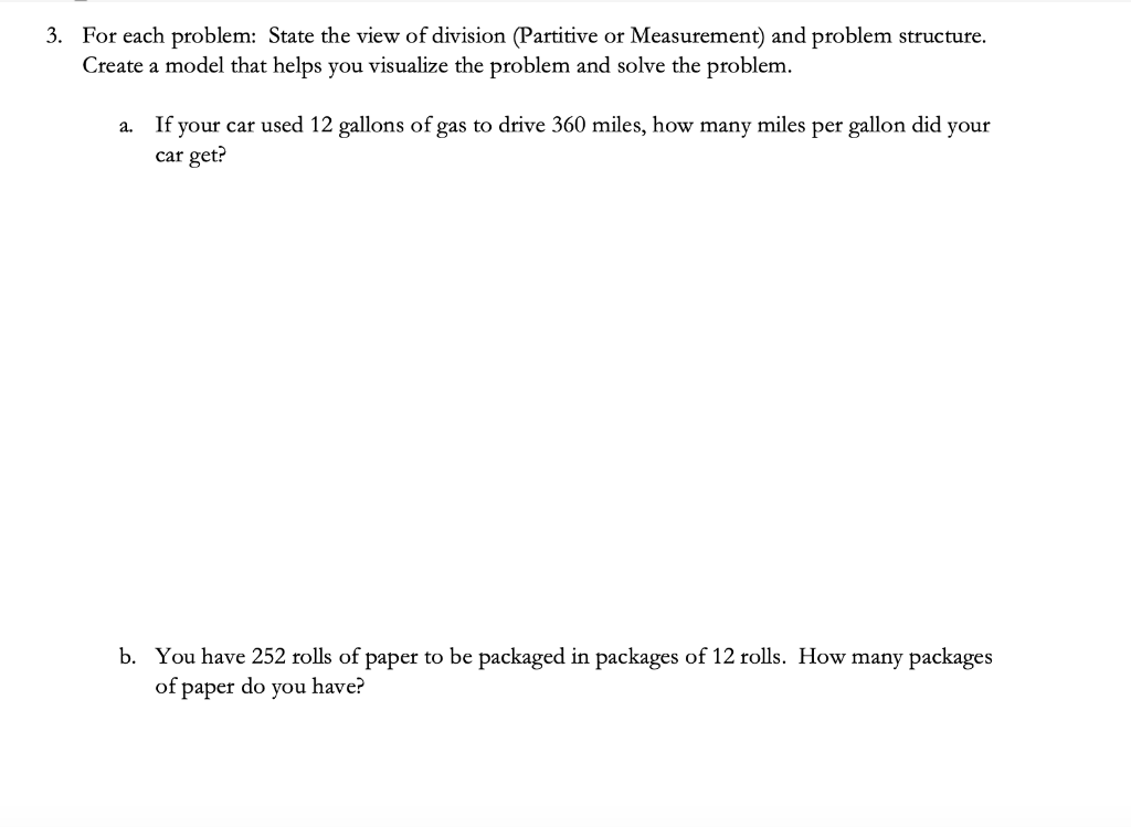 Solved 3. For each problem: State the view of division | Chegg.com