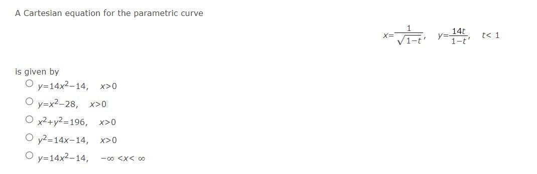 Solved A Cartesian equation for the parametric | Chegg.com