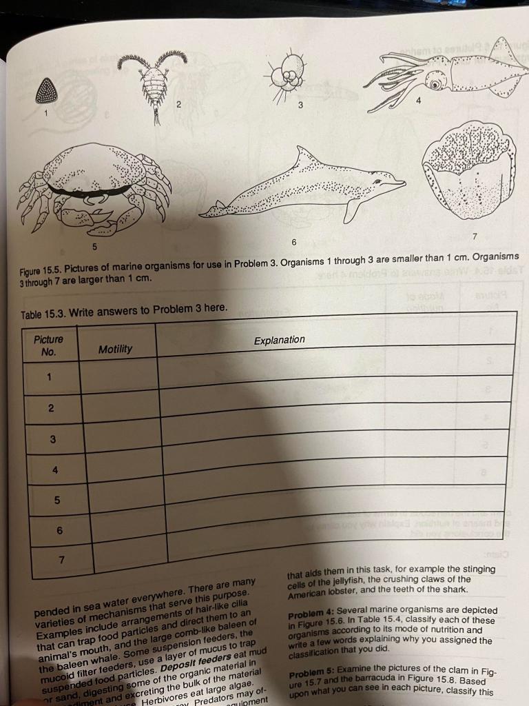 Solved 2 1 7 6 Figure 15.5. Pictures of marine organisms for | Chegg.com