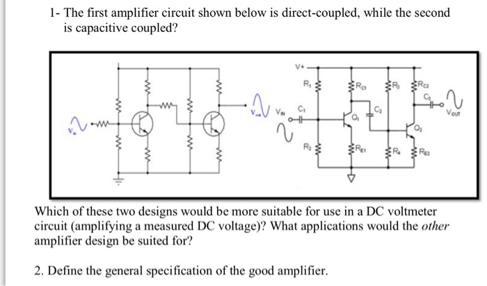 Solved 1- The first amplifier circuit shown below is | Chegg.com