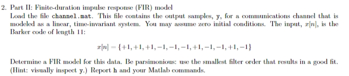 Solved Part II: Finite-duration impulse response (FIR) | Chegg.com