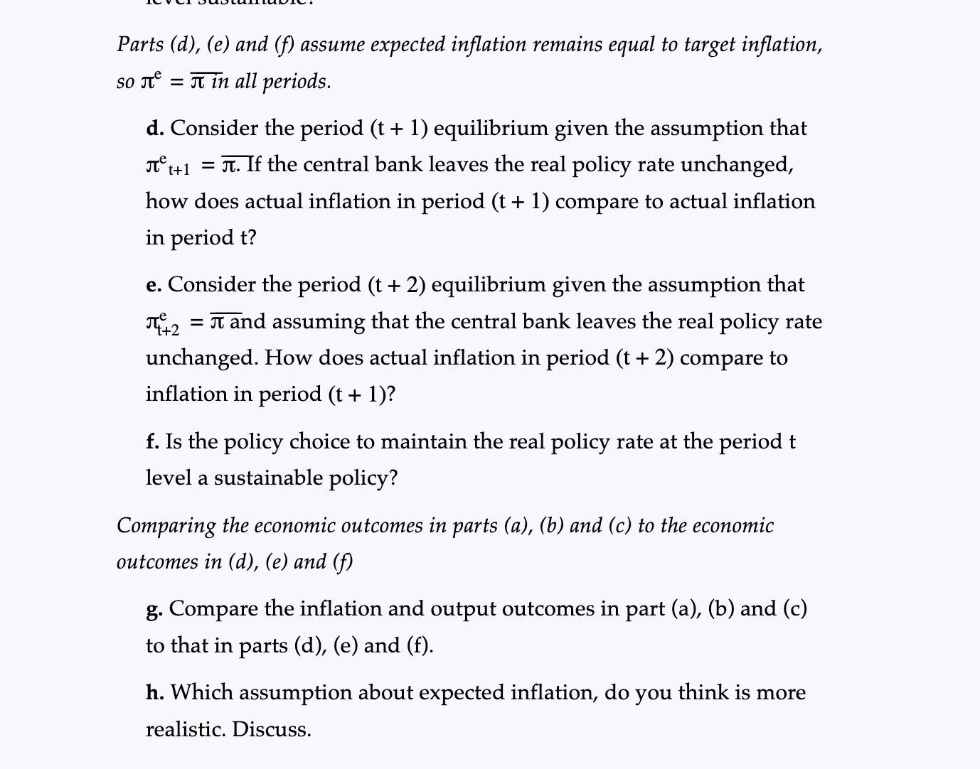Solved Parts (d),(e) ﻿and (f) ﻿assume expected inflation | Chegg.com