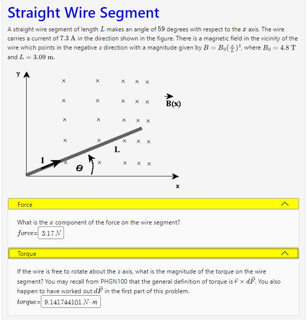Solved Straight Wire Segment Please help me with this | Chegg.com