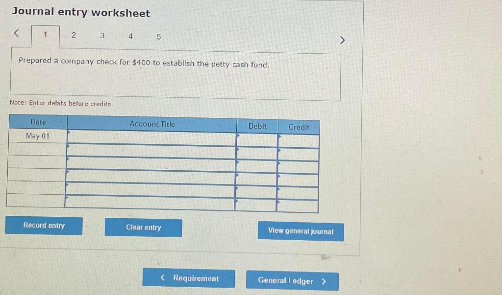 Solved 1. Prepare the journal entries for each of the petty | Chegg.com