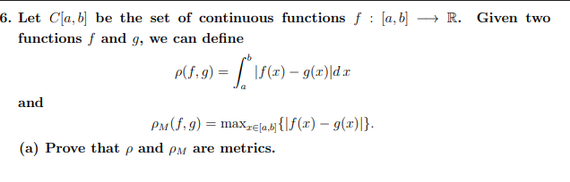 Solved Let C[a,b] be the set of continuous functions | Chegg.com