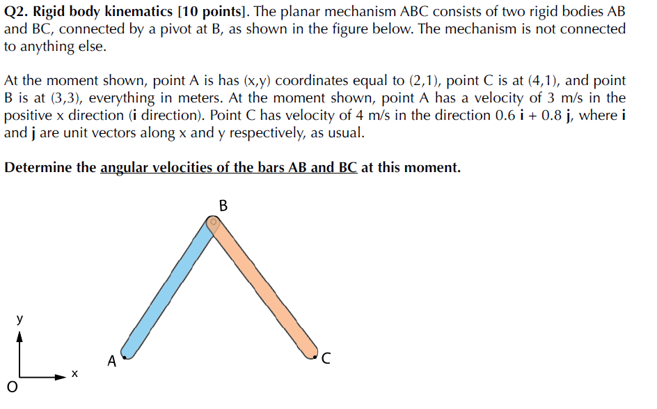 Solved Q2. Rigid body kinematics [10 points). The planar | Chegg.com