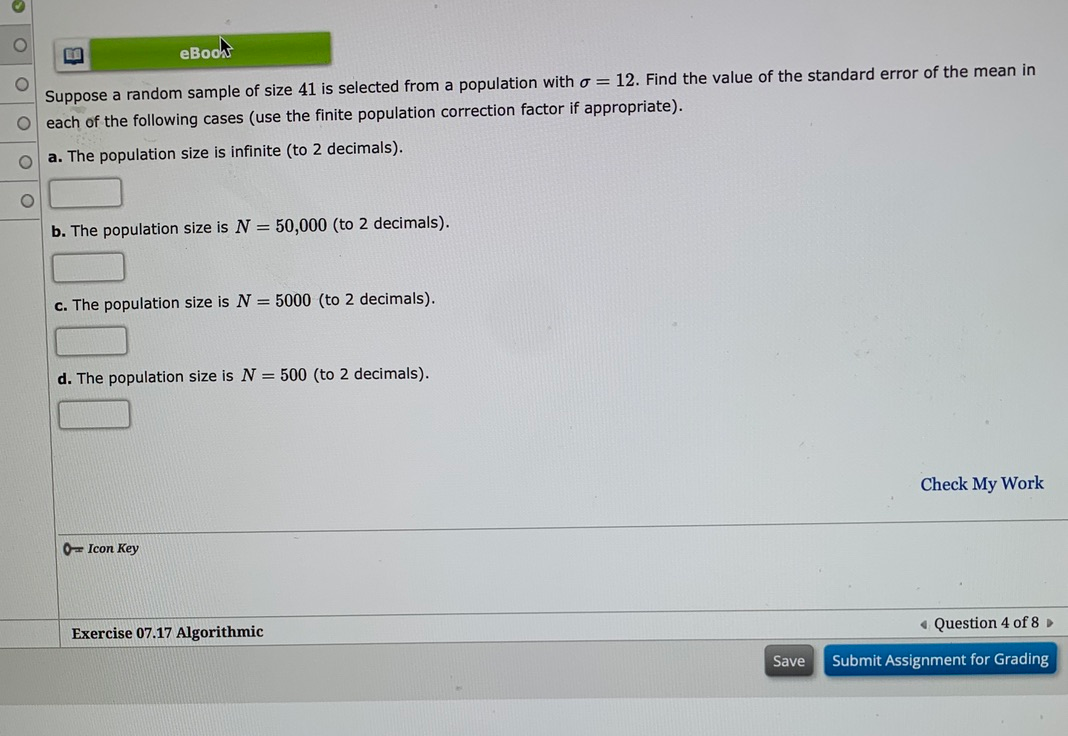 Solved eBook Suppose a random sample of size 41 is selected | Chegg.com
