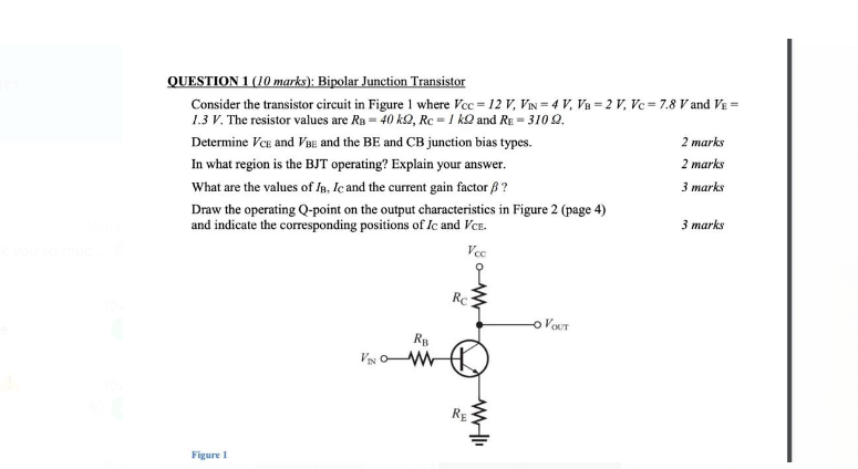 Solved QUESTION 1 (10 marks): Bipolar Junction Transistor | Chegg.com