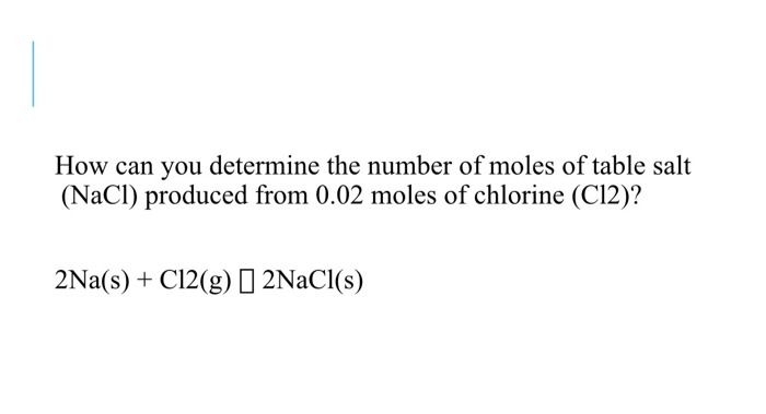Solved How can determine the number of moles of table salt | Chegg.com