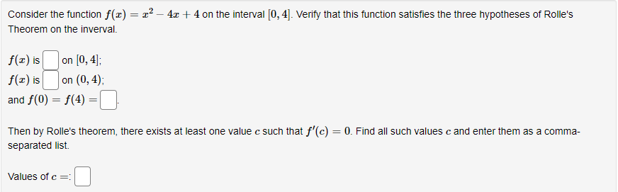 Solved Consider the function f(x)=x2−4x+4 on the interval | Chegg.com