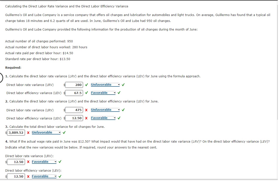 Calculating the Direct Labor Rate Variance and the | Chegg.com