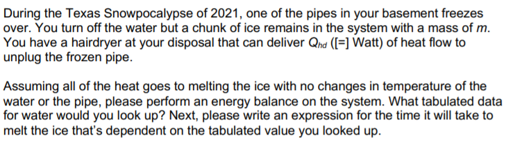 Solved During the Texas Snowpocalypse of 2021, one of the | Chegg.com