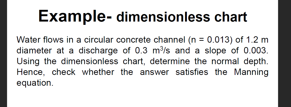 Solved Example-dimensionless chart = Water flows in a | Chegg.com