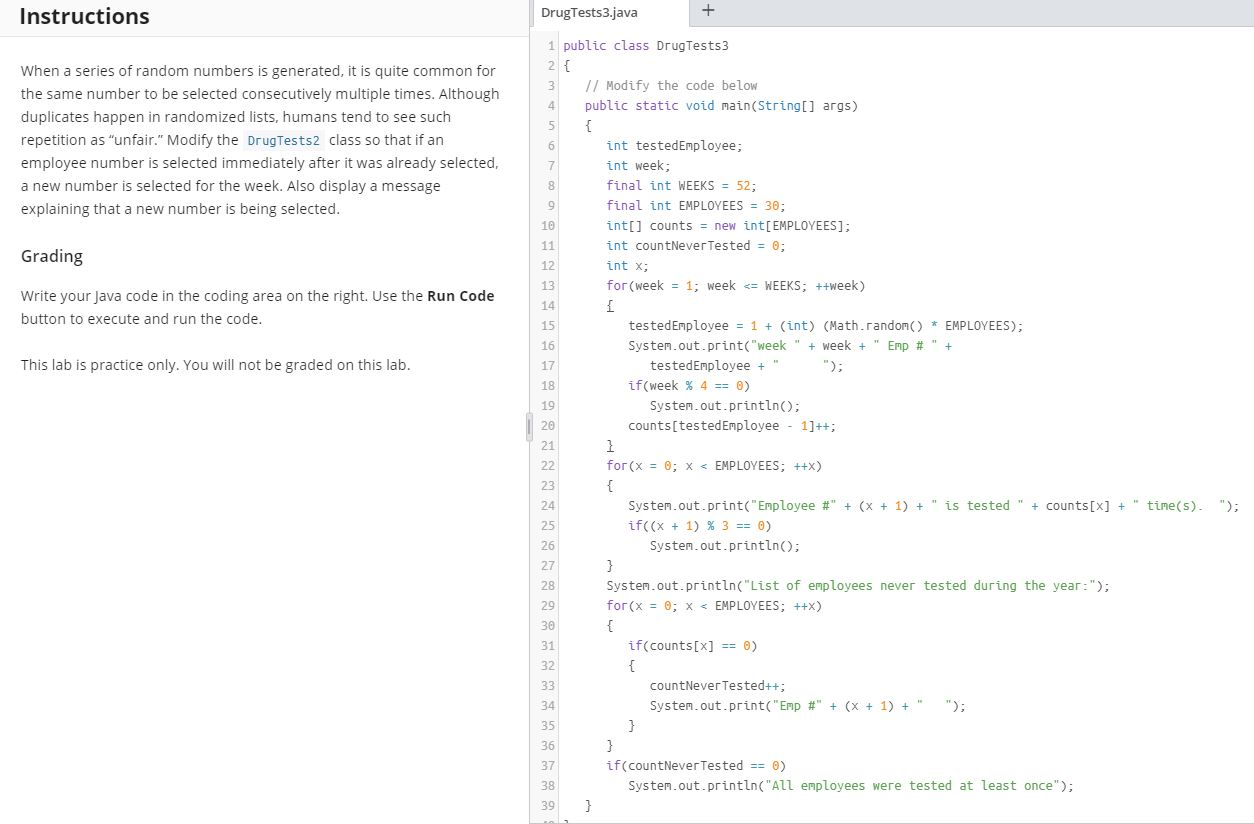 Solved Instructions DrugTests3.java 1 public class Drug | Chegg.com
