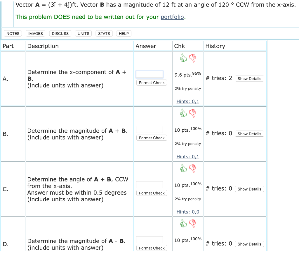 Solved Vector A (3 4j)ft. Vector B has a magnitude of 12 ft | Chegg.com