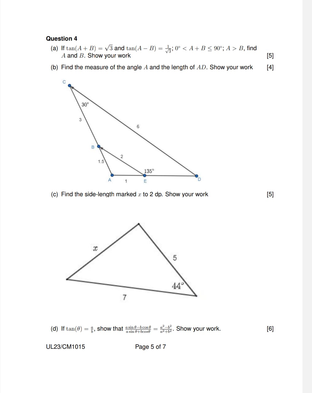 Solved Question 4(a) ﻿If tan(A+B)=32 ﻿and tan(A-B)=132;0°B, | Chegg.com