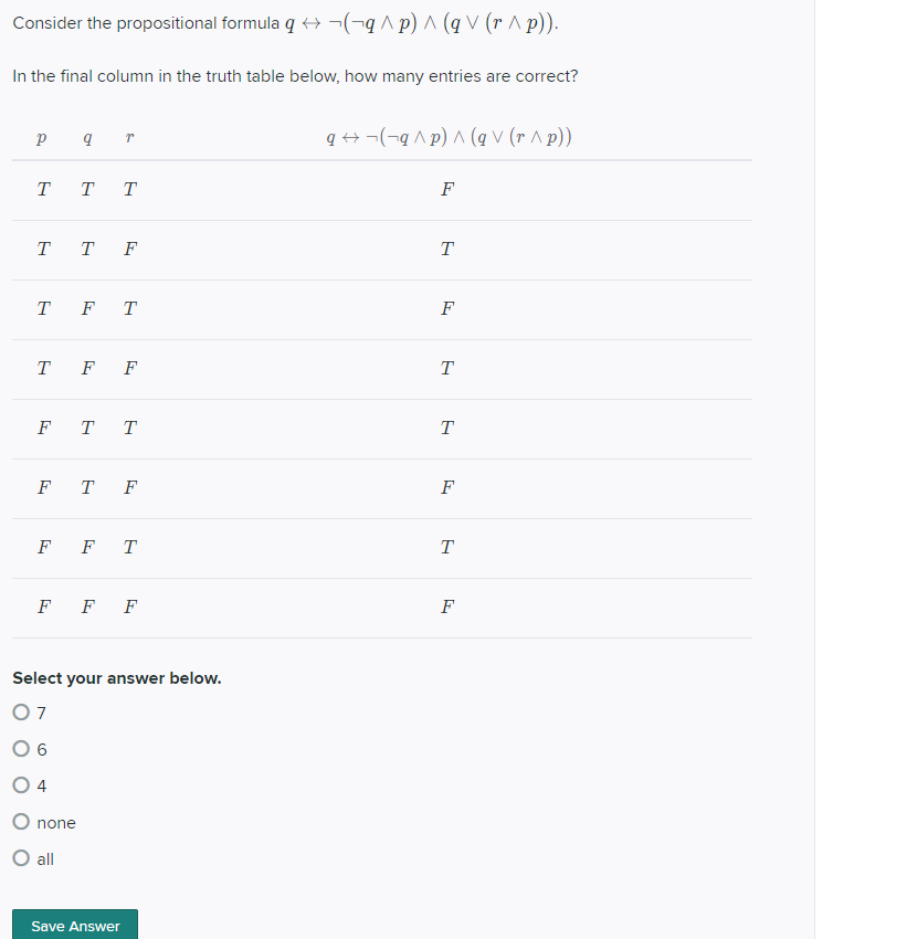 Solved Consider the propositional formula | Chegg.com