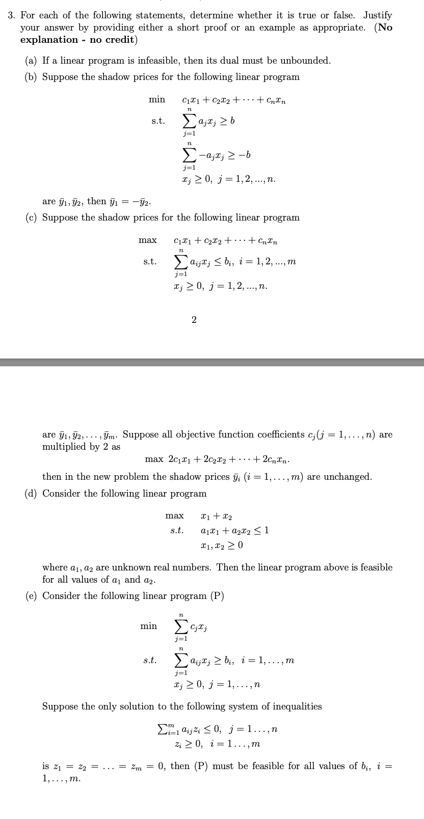 3. For each of the following statements, determine | Chegg.com