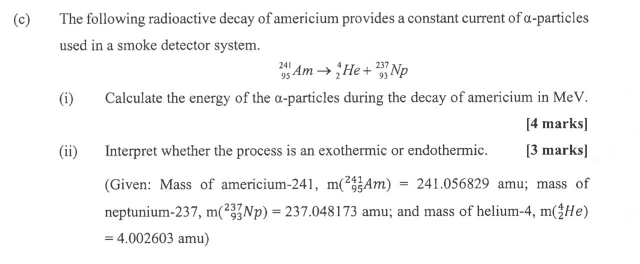 Solved The following radioactive decay of americium provides | Chegg.com