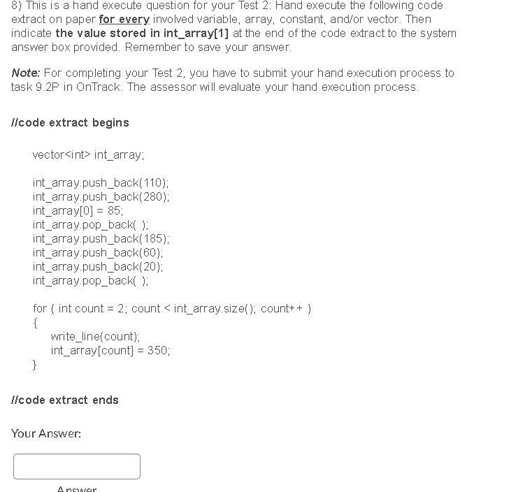 Solved 8) This is a hand execute question for your Test 2: | Chegg.com