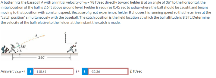Solved A batter hits the baseball A with an initial velocity | Chegg.com
