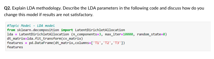 Solved Q2. Explain LDA methodology. Describe the LDA | Chegg.com