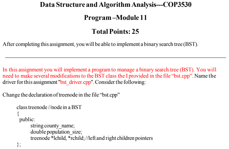 Code in C++ Make sure to submit all 3 files (bst.cpp | Chegg.com