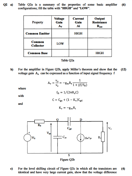 Solved Q2 a) Table Q2a is a summary of the properties of | Chegg.com