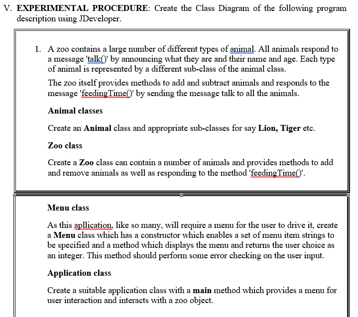 Solved V. EXPERIMENTAL PROCEDURE: Create the Class Diagram | Chegg.com