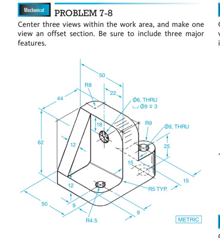 Solved Center three views within the work area, and make one | Chegg.com