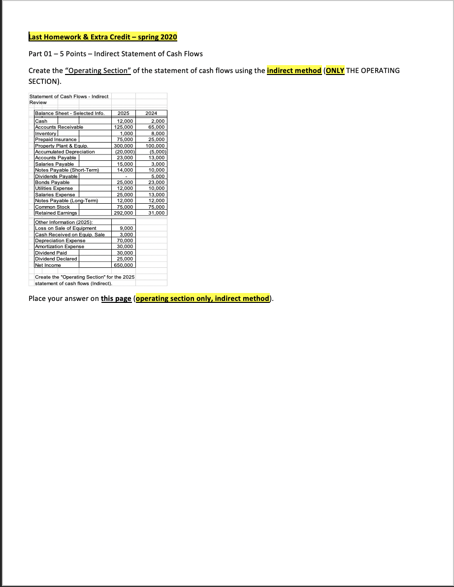 Solved Last Homework & Extra Credit - spring 2020 Part 01 - | Chegg.com