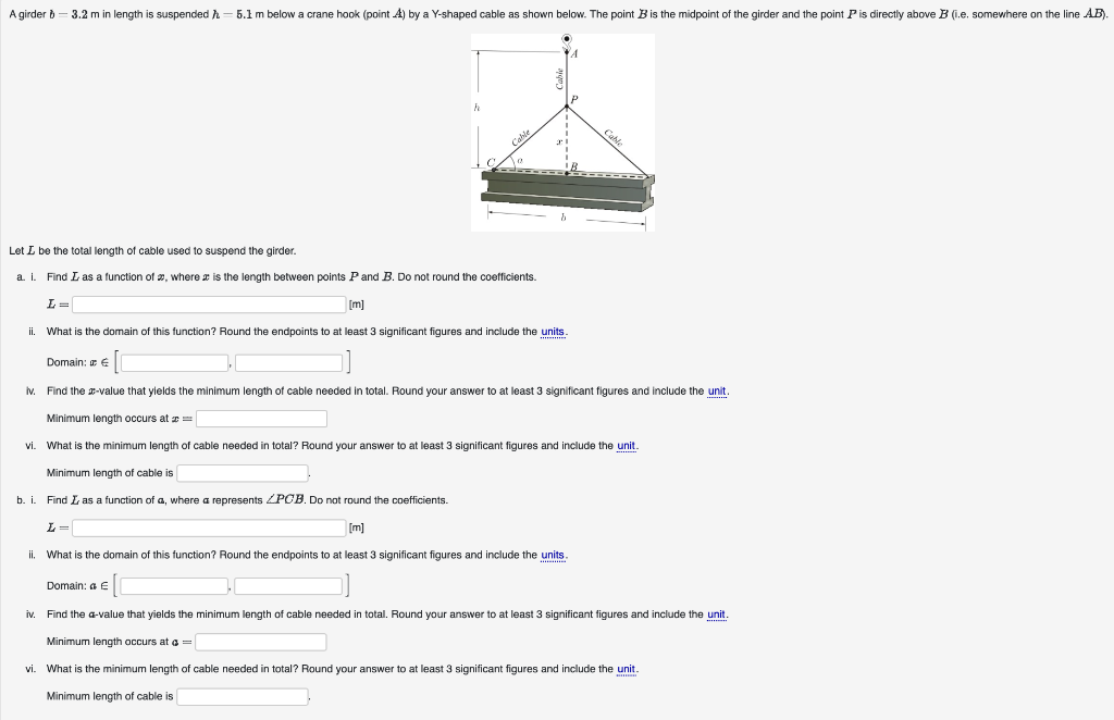 Solved Let L be the total length of cable used to suspend | Chegg.com