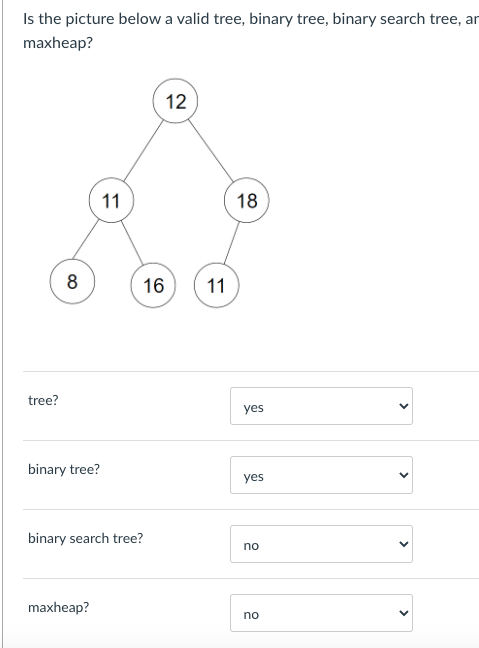 Solved Is the picture below a valid tree, binary tree, | Chegg.com