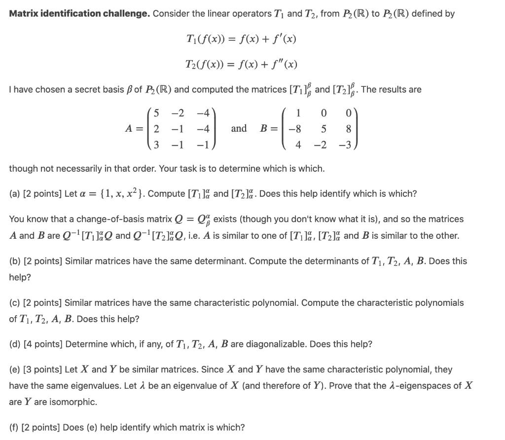 Solved consider the linear operators T1 and T2, from P2(R) | Chegg.com