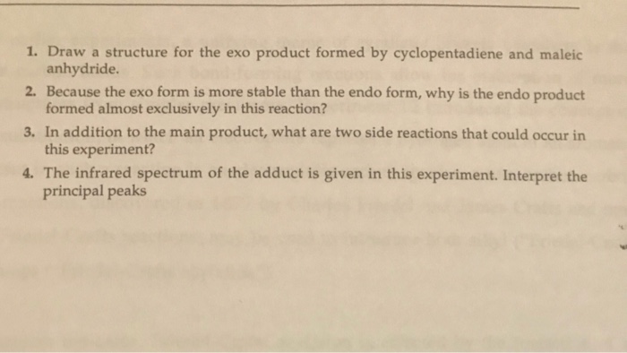 Solved 1. Draw a structure for the exo product formed by | Chegg.com