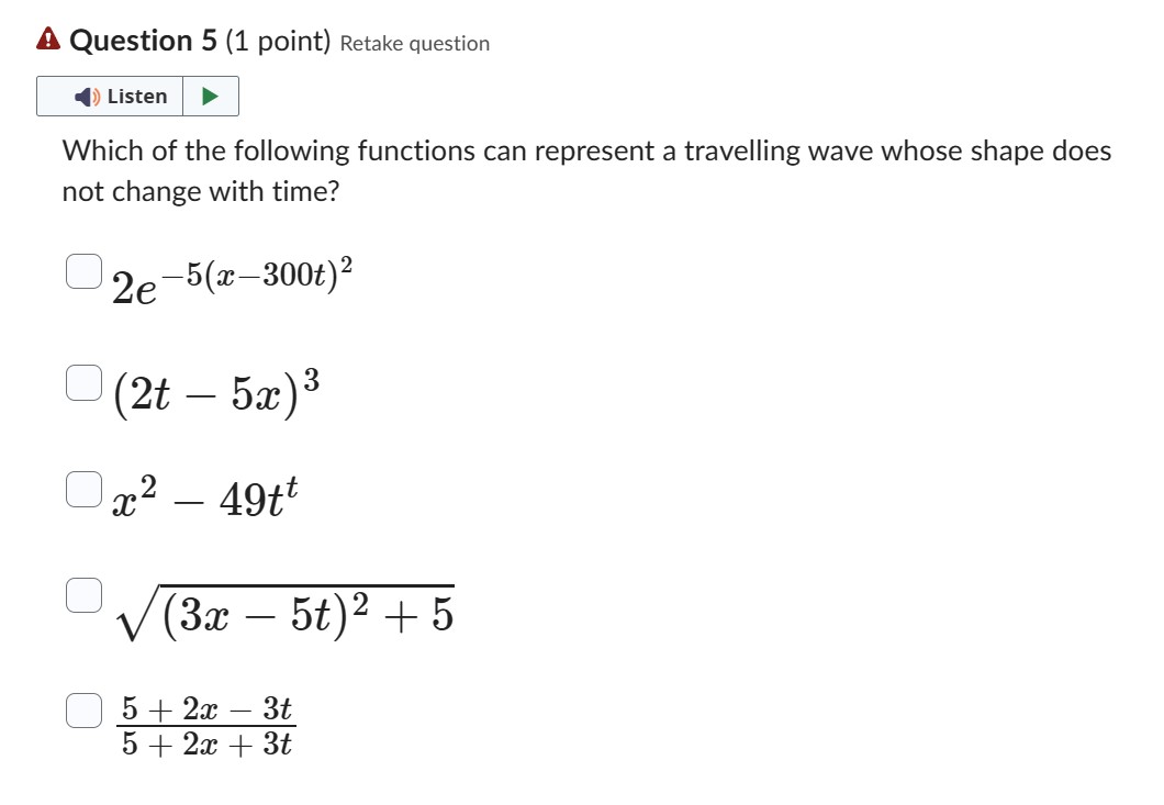 Solved A Question 5 (1 ﻿point) ﻿Retake questionWhich of the | Chegg.com