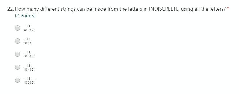 Solved 22. How many different strings can be made from the | Chegg.com