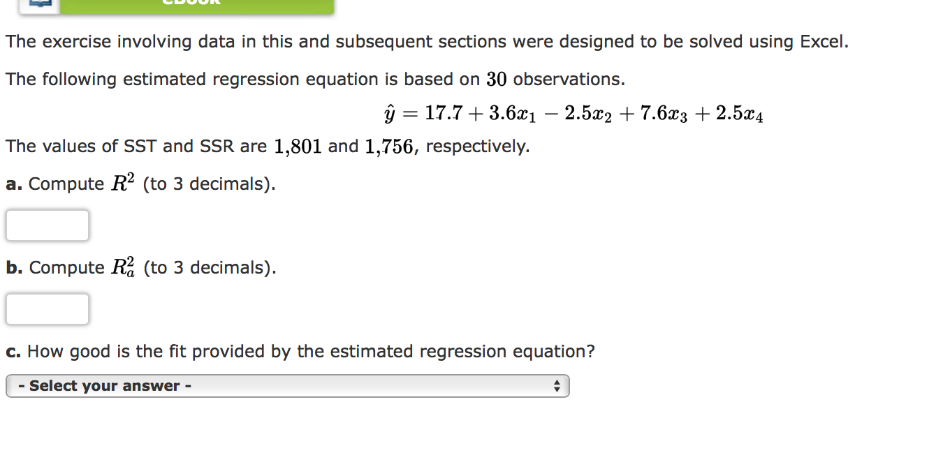 Solved The exercise involving data in this and subsequent | Chegg.com