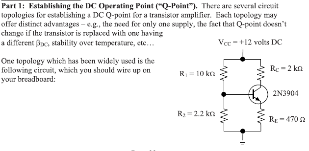 Part 1: Establishing the DC Operating Point | Chegg.com