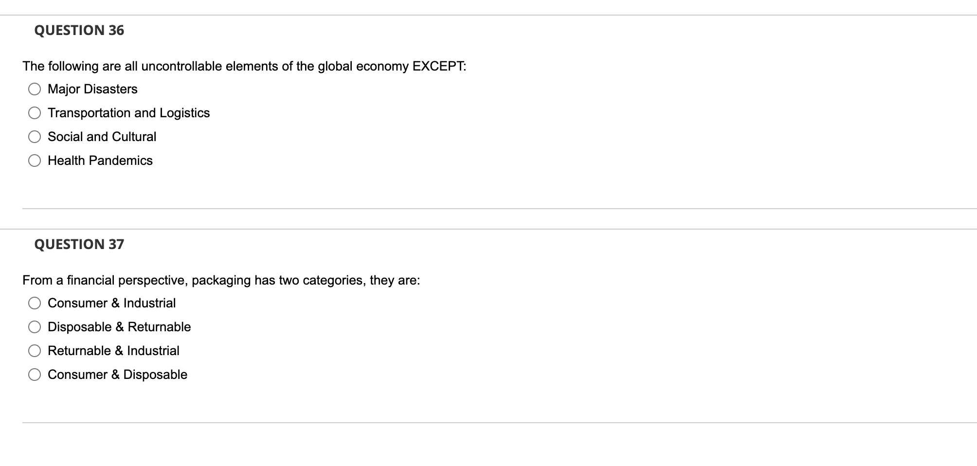 Solved The following are all uncontrollable elements of the | Chegg.com