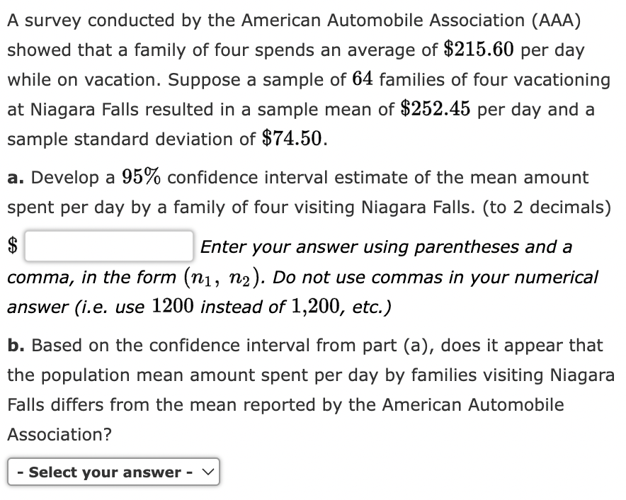 Solved A survey conducted by the American Automobile | Chegg.com