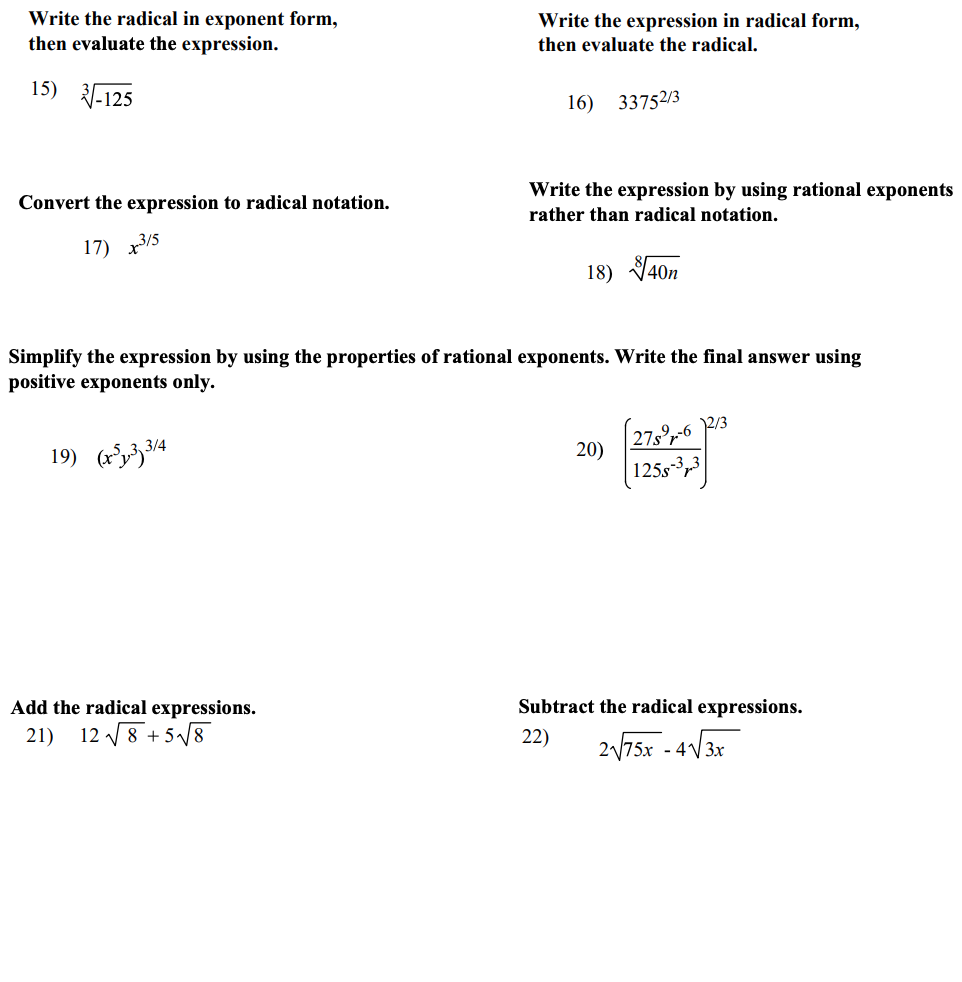 Solved Write the radical in exponent form, then evaluate the | Chegg.com