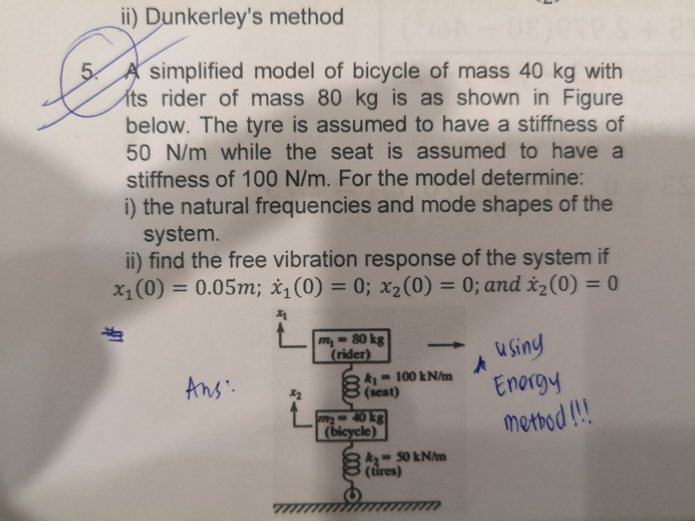 Solved ii) Dunkerley's method 5 A simplified model of | Chegg.com